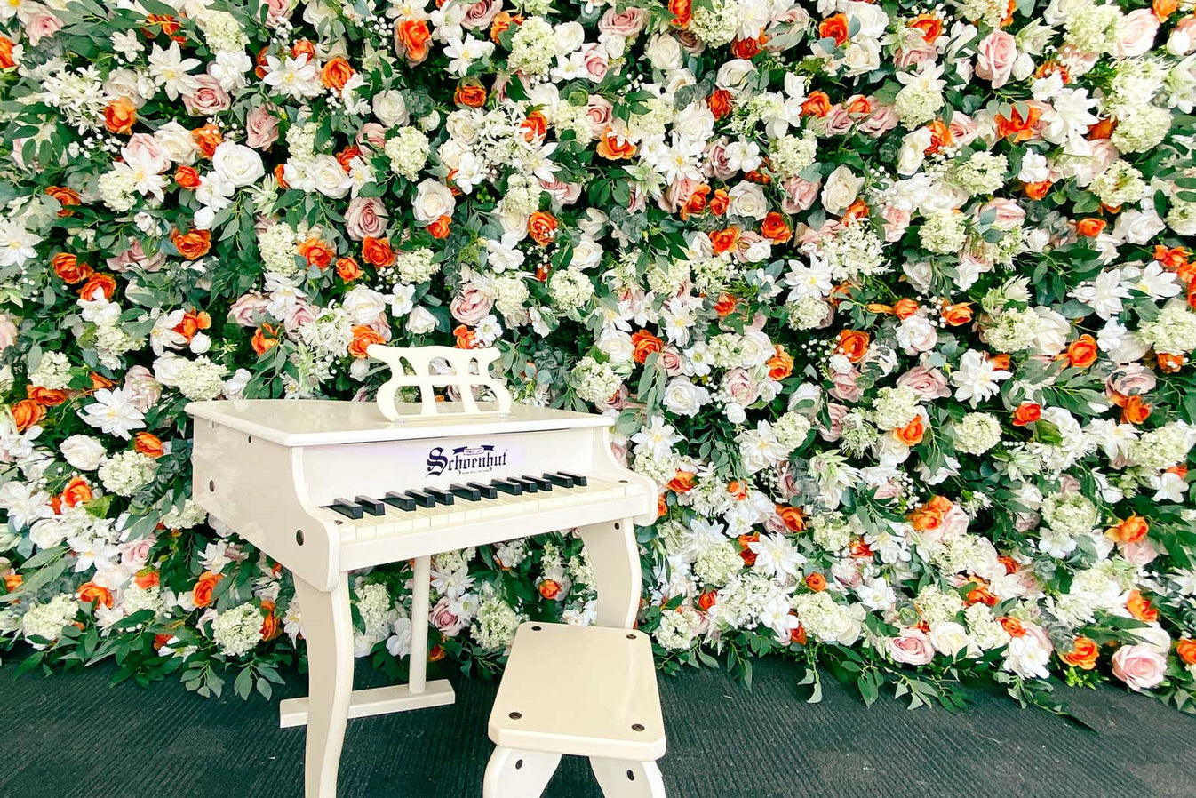 Miss Sasha Flower Wall Hire Auckland | Orange & Pink Wedding Backdrop ...